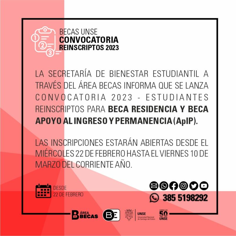 BECA APOYO ECONÓMICO COMPLETA - Bienestar Estudiantil - UNSE